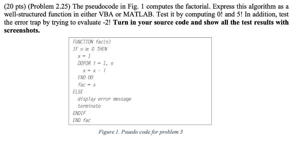 Solved (20 pts) (Problem 2.25) The pseudocode in Fig. 1 | Chegg.com