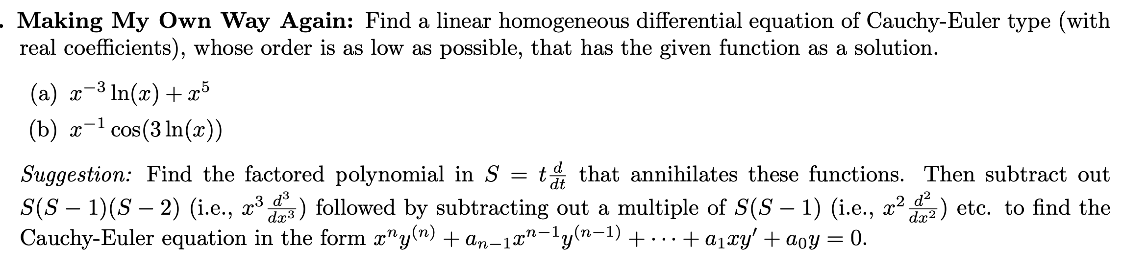 Solved find the diff eq from the general solutions Just one | Chegg.com