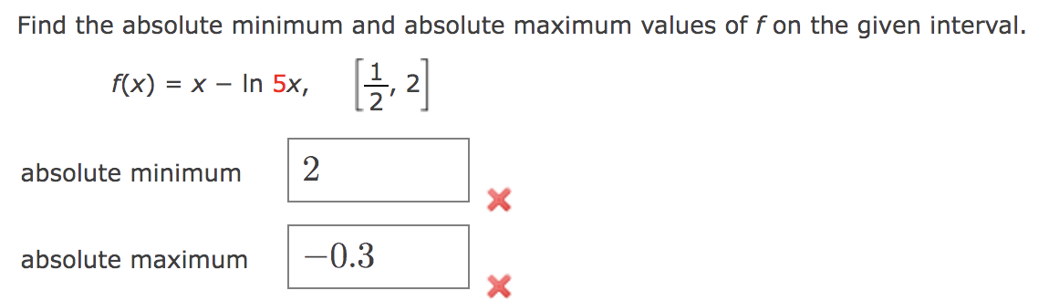 Solved Find the absolute minimum and absolute maximum values | Chegg.com