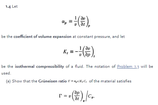 Solved 1.4 Let be the coefficient of volume expansion at | Chegg.com