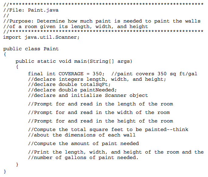 Solved File Paint.java contains the partial program below, | Chegg.com