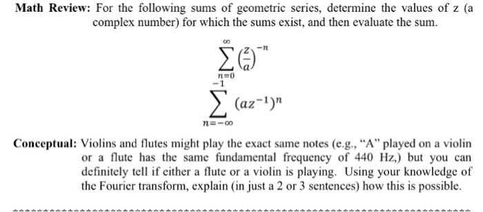 Solved For the following sums of geometric series, determine | Chegg.com