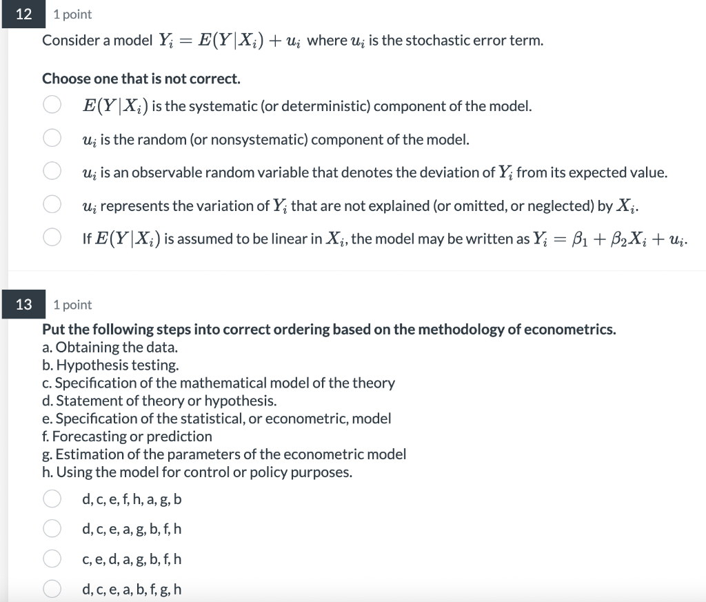 Solved Consider a model Yi=E(Y∣Xi)+ui where ui is the | Chegg.com