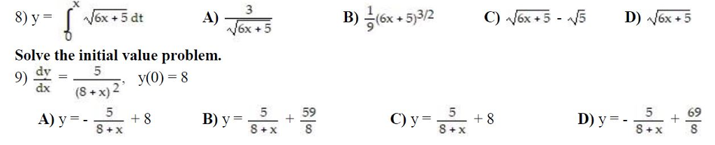 Solved For 8 Find The Derivative For 9 Solve The Initial 3745