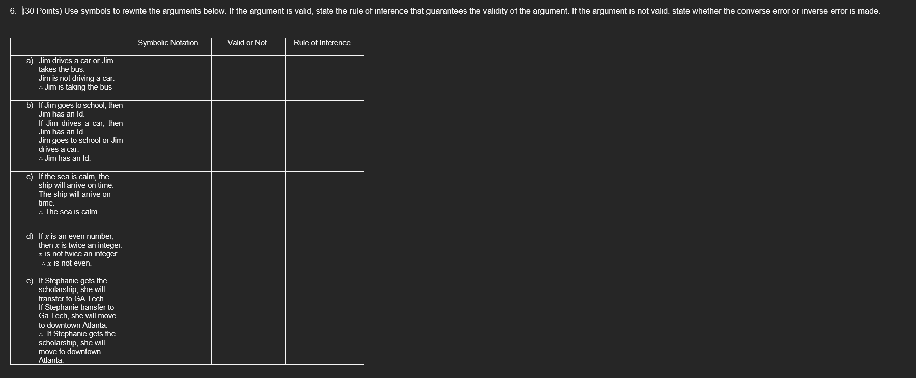 Solved Use symbols to rewrite the arguments below. If the | Chegg.com
