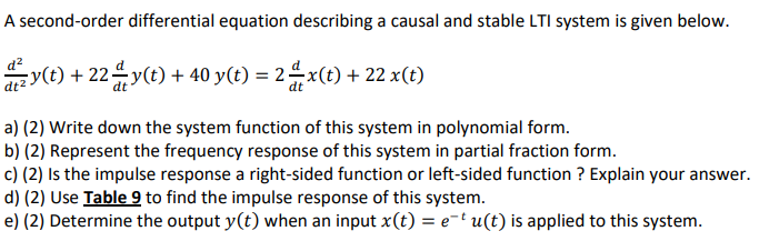 Solved A second-order differential equation describing a | Chegg.com