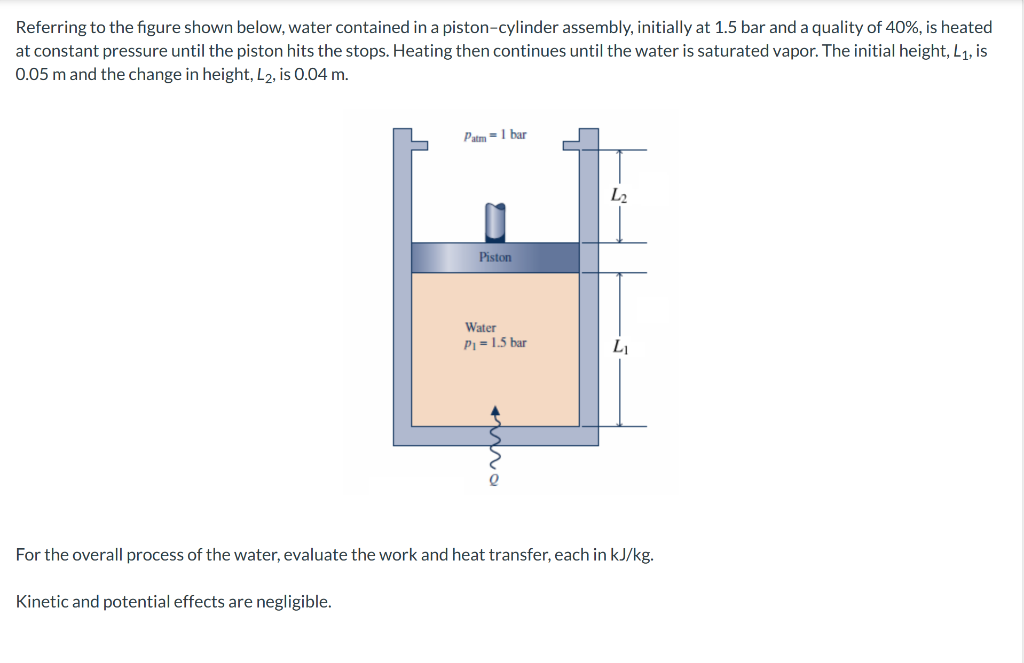 Solved for the overall process of the water, evaluate the | Chegg.com