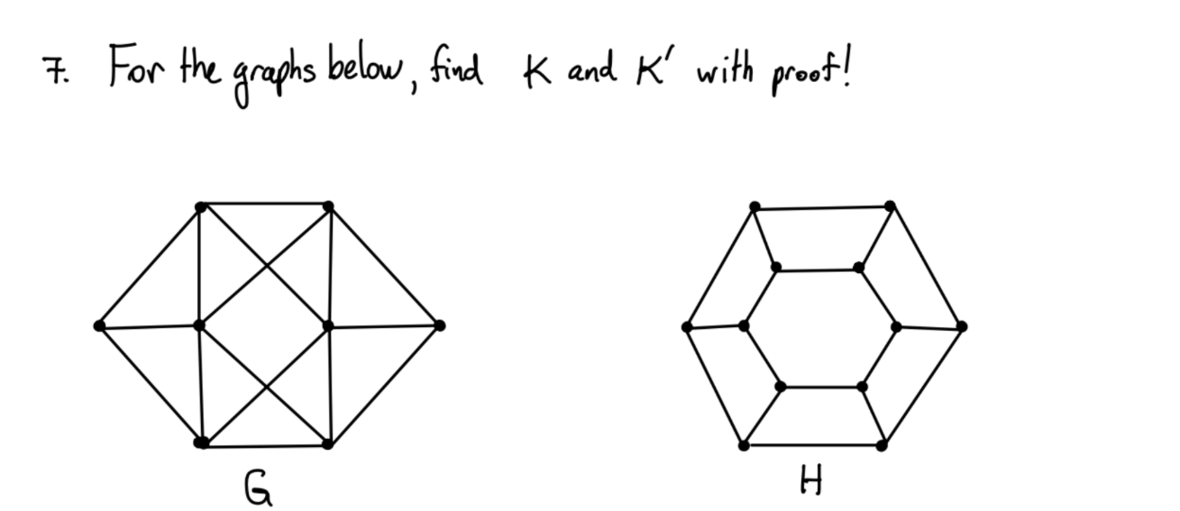 Solved 7. For the graphs below, find K and K′ with proof! | Chegg.com