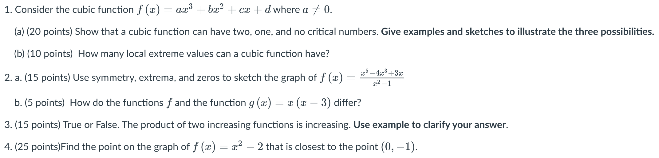 Solved Consider the cubic function f(x)=ax3+bx2+cx+d where | Chegg.com