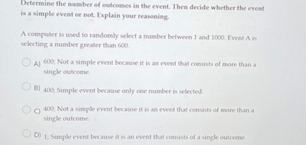 Solved Determine the number of outcomes in the event. Then | Chegg.com