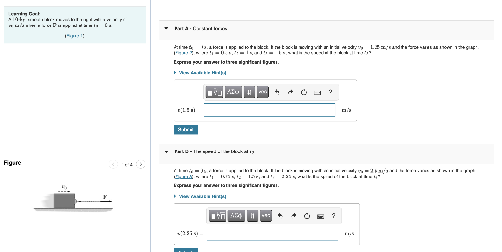 Solved Learning Goal: A 10-kg, smooth block moves to the | Chegg.com
