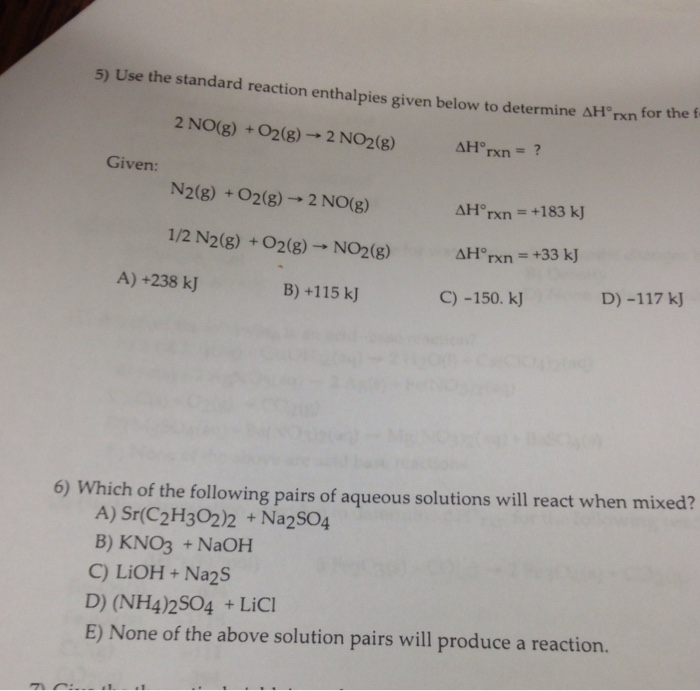 Solved Use the standard reaction enthalpies given below to | Chegg.com
