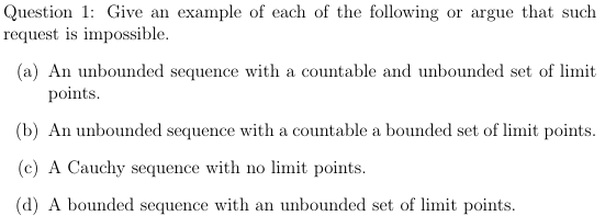 Solved Question 1: Give an example of each of the following | Chegg.com