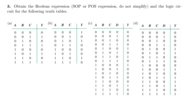 Solved 3 Obtain The Boolean Expression Sop Or Pos