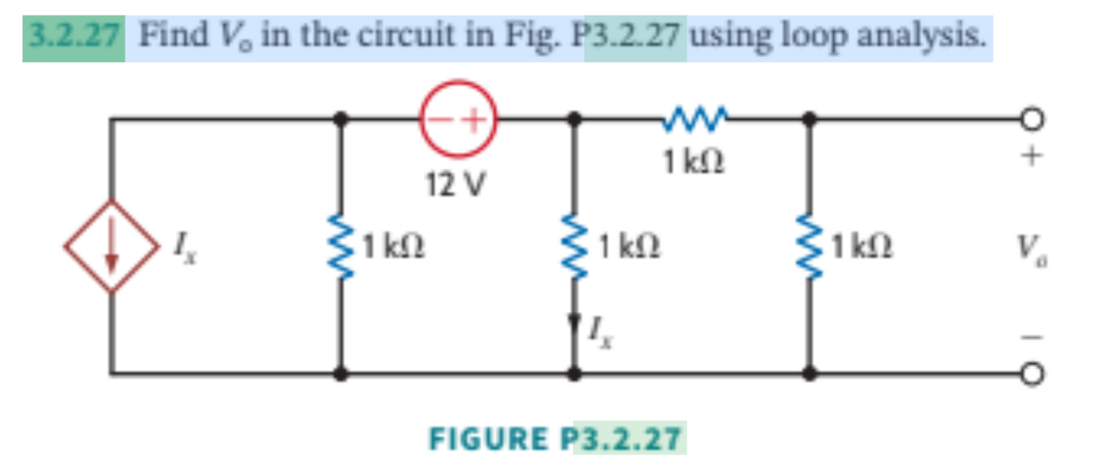 Solved 3.2.27 Find V0 in the circuit in Fig. P3.2.27 using | Chegg.com