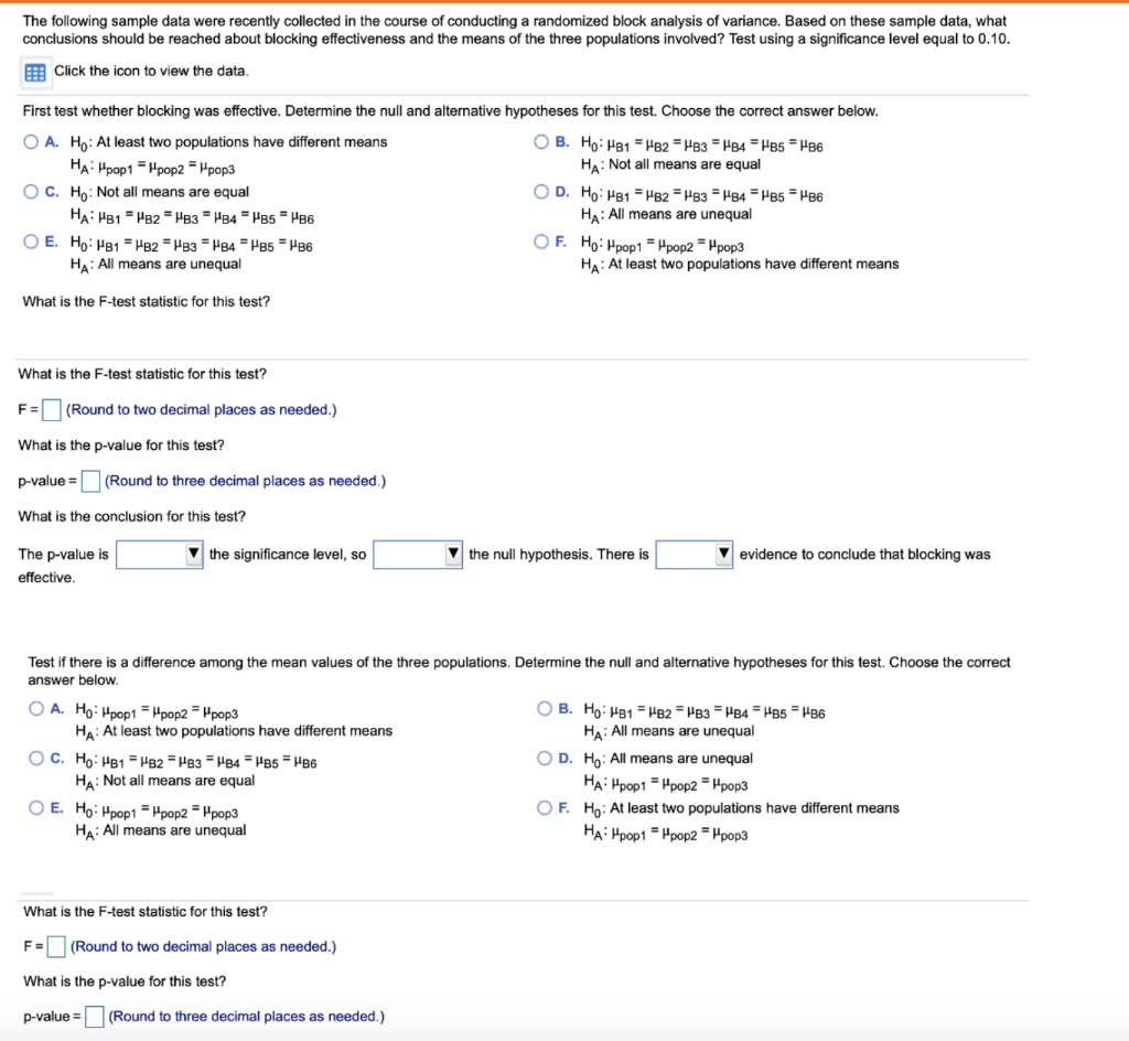 Solved The following sample data were recently collected in | Chegg.com