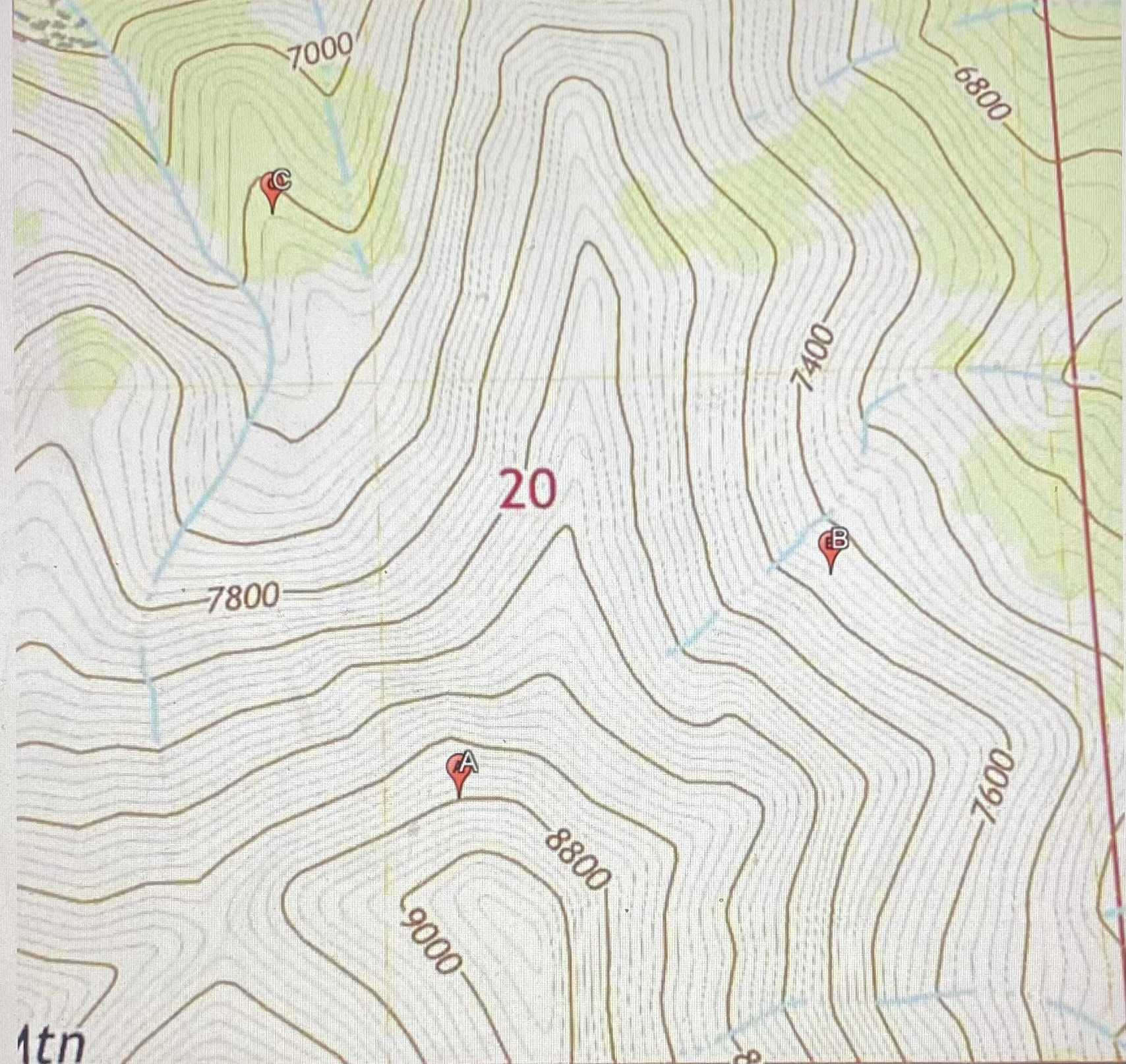Solved 1. What is the contour interval for this map (units | Chegg.com