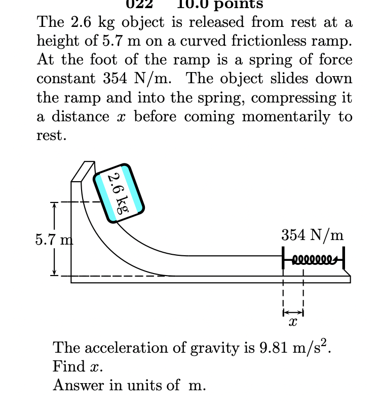 Solved The 2.6 kg object is released from rest at a height | Chegg.com
