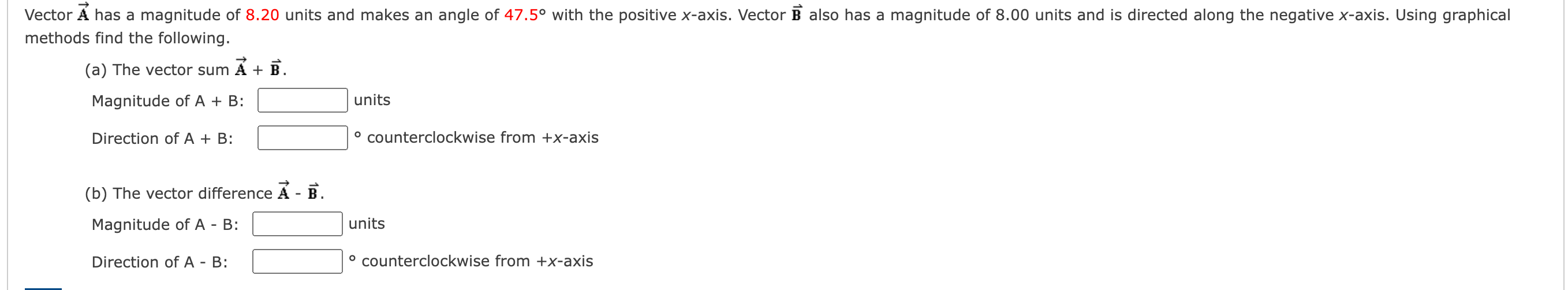 Solved methods find the following. (a) The vector sum A+B. | Chegg.com