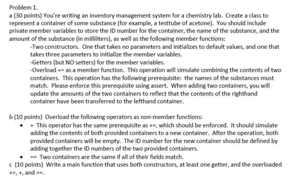 Solved Problem 1. a (30 points) You're writing an inventory | Chegg.com