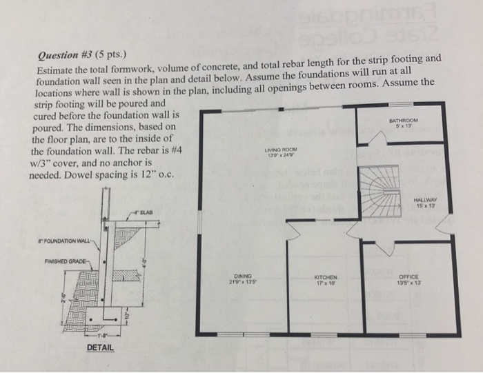 Solved Question #3 (5 pts.) Estimate the total formwork, | Chegg.com Solved Question #3 (5 pts.) Estimate the total formwork, | Chegg.com
