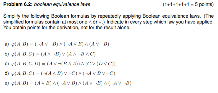 Solved Problem 62 Boolean Equivalence Laws 11111 5 
