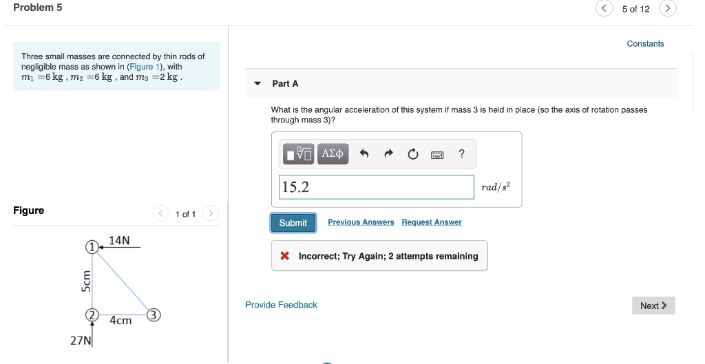 Solved Three small masses are connected by thin rods of | Chegg.com