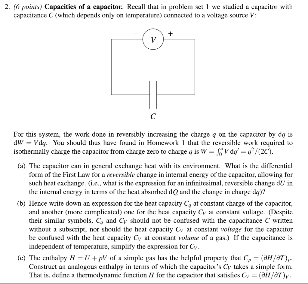 2. (6 points) Capacities of a capacitor. Recall that | Chegg.com