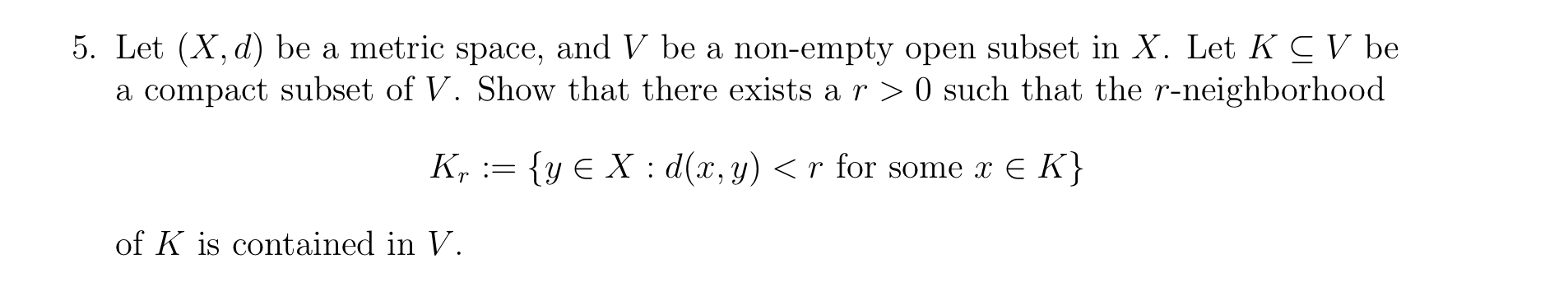 Solved Let (X,d) be a metric space, and V be a non-empty | Chegg.com