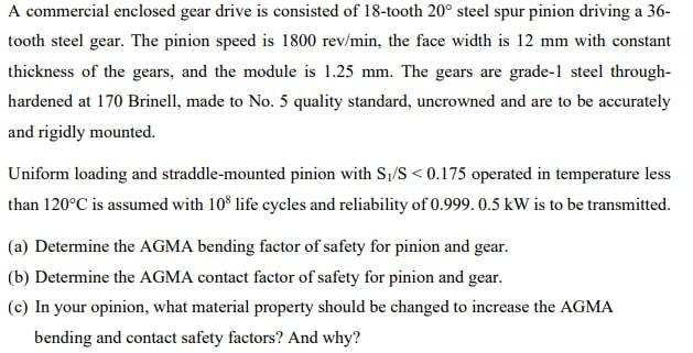 Solved A commercial enclosed gear drive is consisted of 18 | Chegg.com