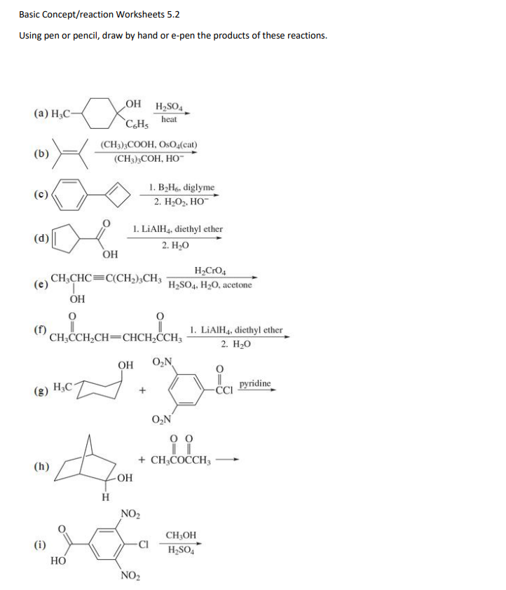 Solved Basic Concept/reaction Worksheets 5.2 Using pen or | Chegg.com