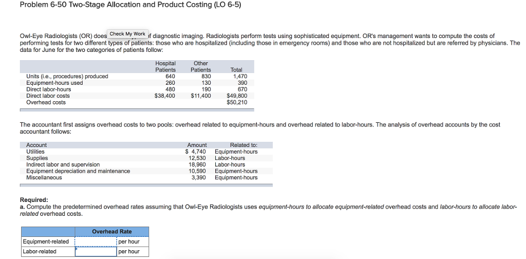 Solved Problem 6-50 Two-Stage Allocation and Product Costing | Chegg.com