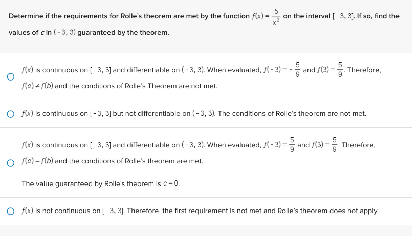 Solved Determine if the requirements for Rolle's theorem are | Chegg.com