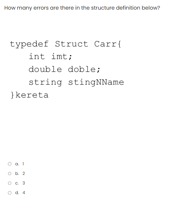 Solved How Many Errors Are There In The Structure Definition 