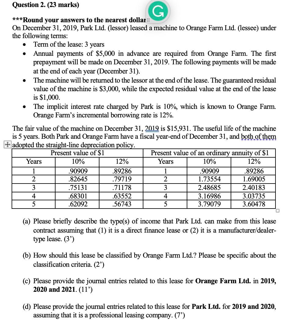 This question is related to the topic: Lease in | Chegg.com