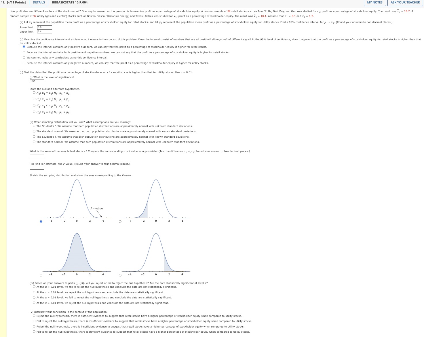 Solved lower limit upper limit for utility stocks? Because | Chegg.com