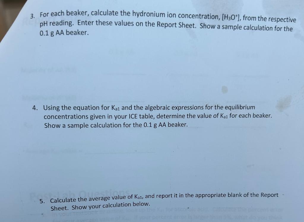 Solved 3. For each beaker, calculate the hydronium ion | Chegg.com