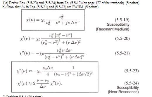 1)a) Derive Eqs. (5.5-23) and (5.5-24) from Eq. | Chegg.com