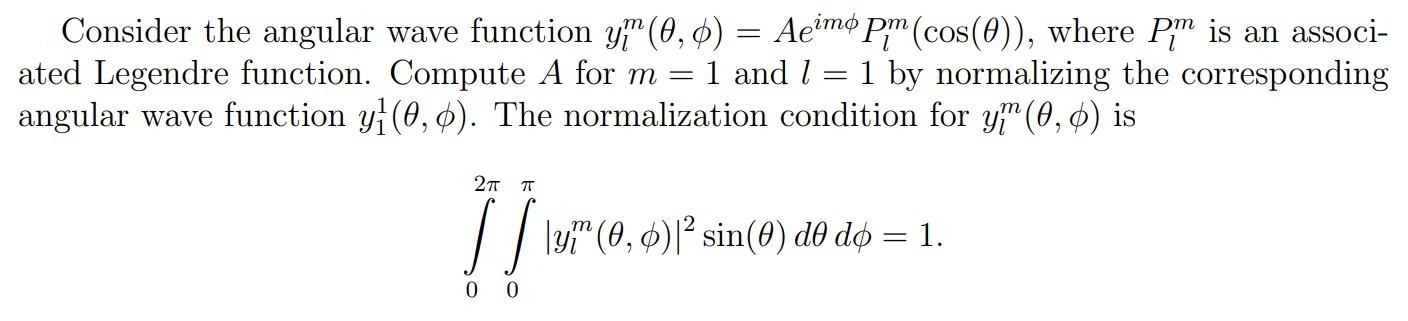 Solved Consider The Angular Wave Function 0071