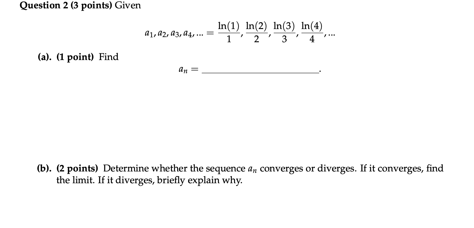 Solved Question 2 (3 points) Given | Chegg.com