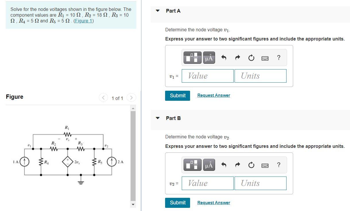 Solved Part A Solve for the node voltages shown in the | Chegg.com