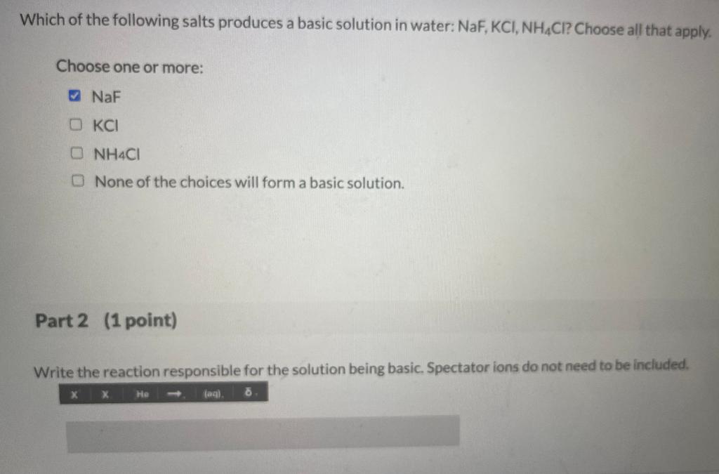 Solved Which of the following salts produces a basic | Chegg.com