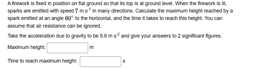 Solved A firework is fixed in position on flat ground so | Chegg.com