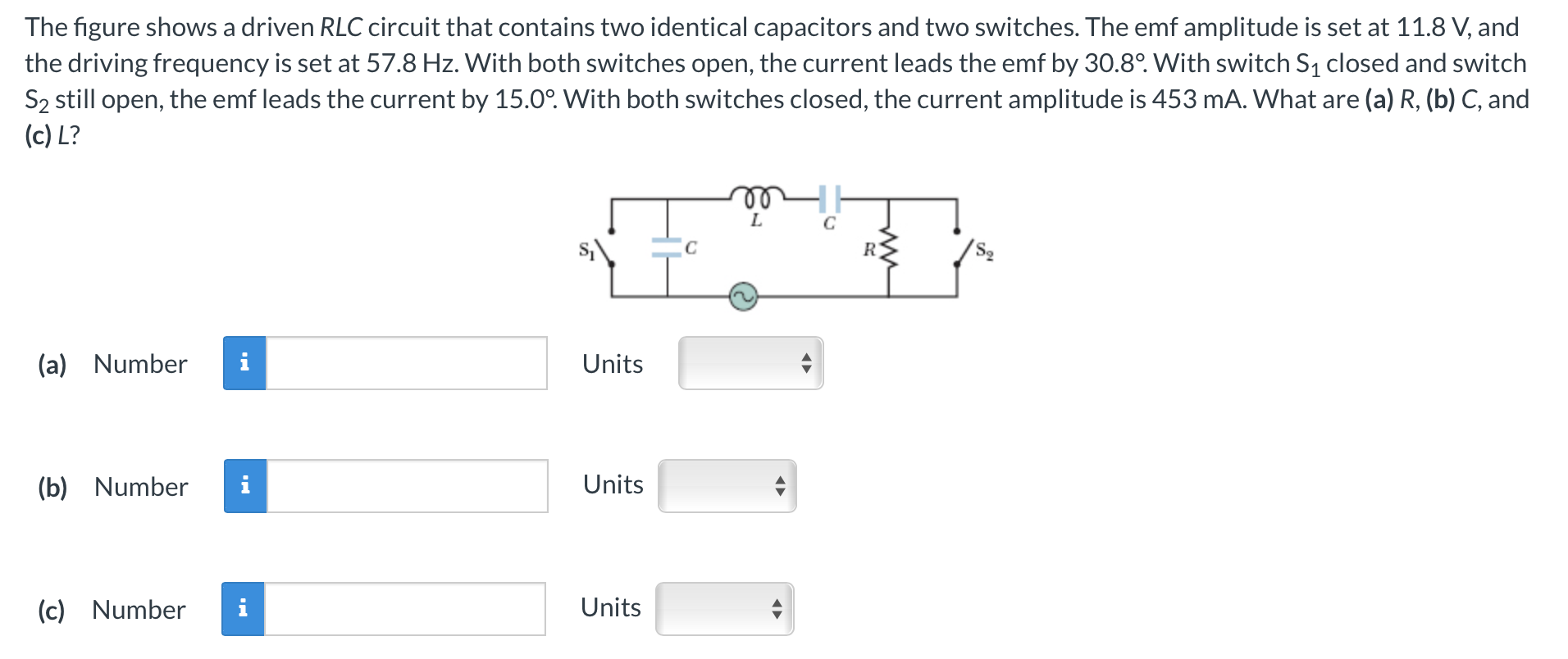 Solved The figure shows a driven RLC circuit that contains | Chegg.com