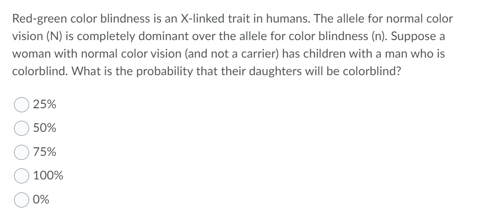 Solved Red-green color blindness is an X-linked trait in | Chegg.com