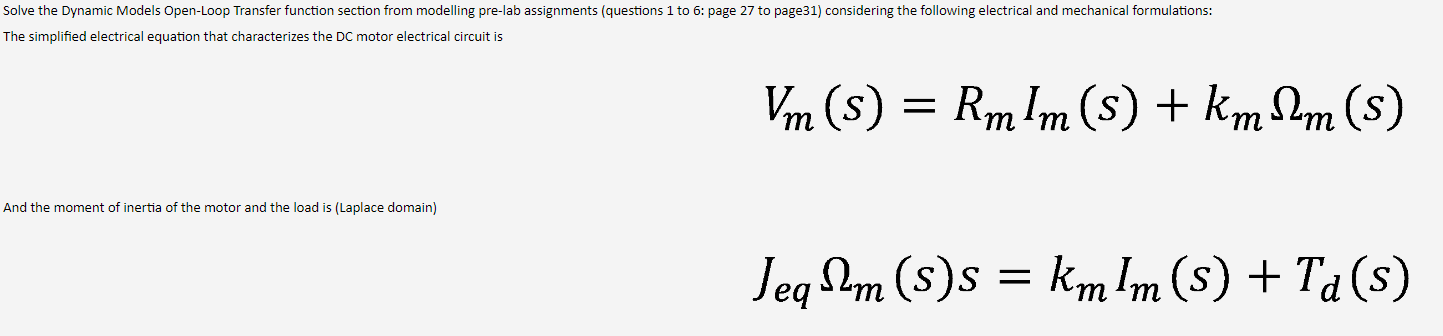 Solved 253 Dynamic Models Open Loop Transfer Functions 1123