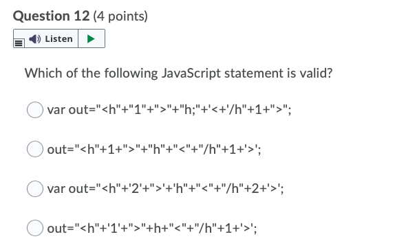 Solved Question 12 (4 points) Listen Which of the following | Chegg.com