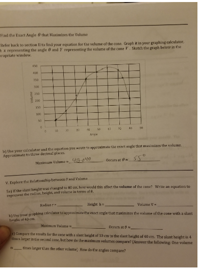 Solved c) Using the equations for radius and beight from | Chegg.com