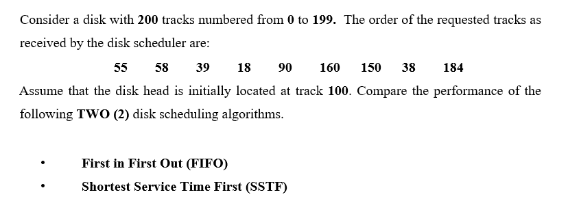 Solved Consider a disk with 200 tracks numbered from 0 to | Chegg.com