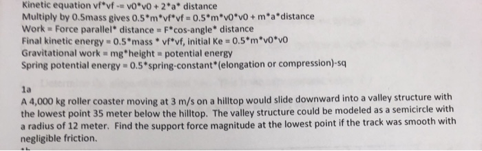Solved Kinetic equation vf vf-v0*vo+2*a* distance Multiply | Chegg.com